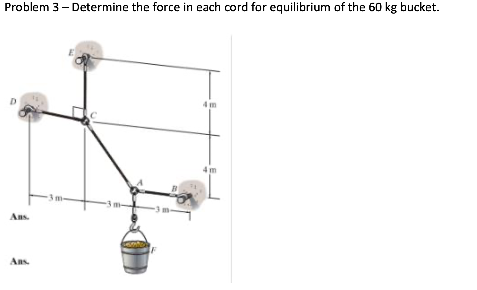 Solved Problem 3-Determine the force in each cord for | Chegg.com
