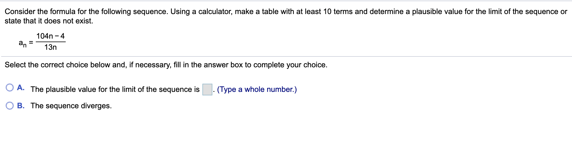 Solved Consider the formula for the following sequence. | Chegg.com
