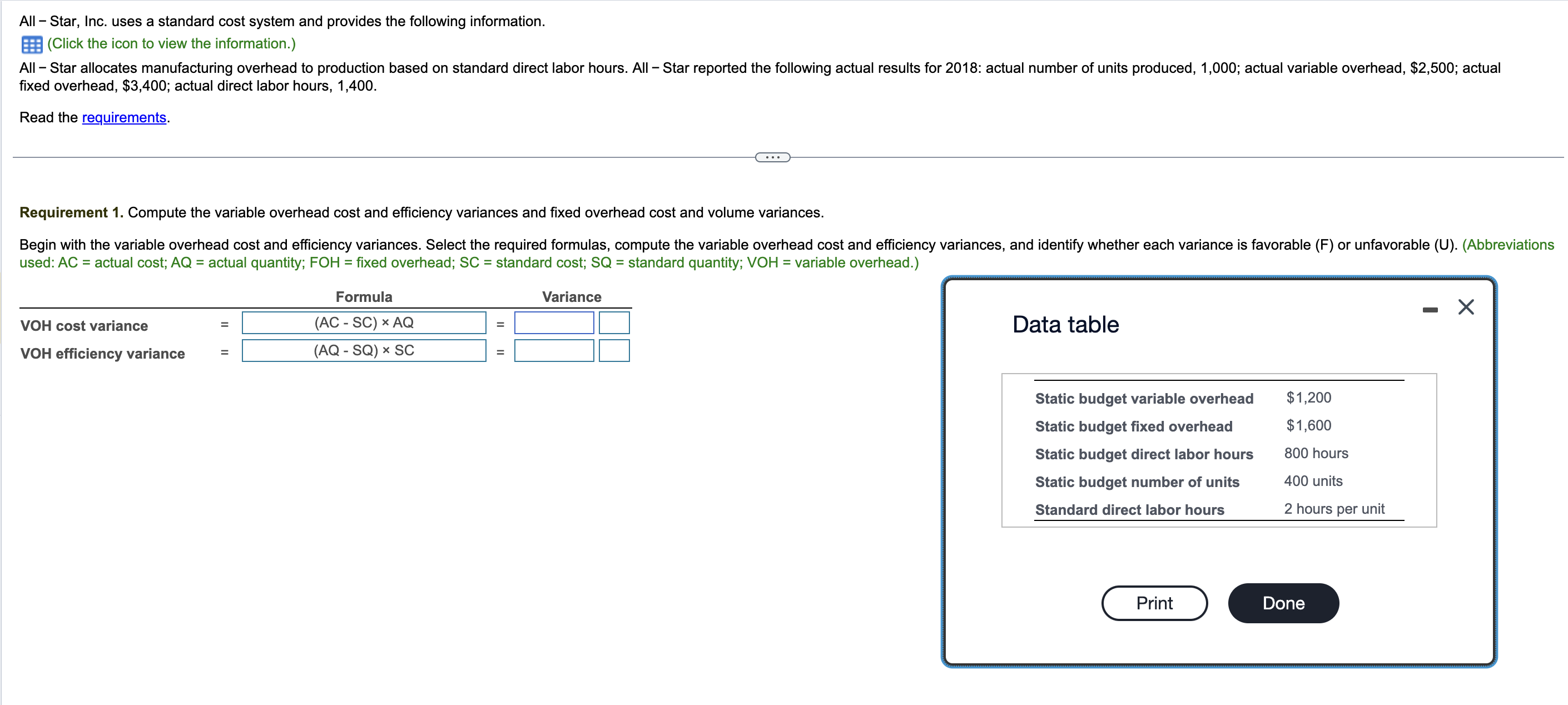 Solved All - Star, Inc. uses a standard cost system and | Chegg.com