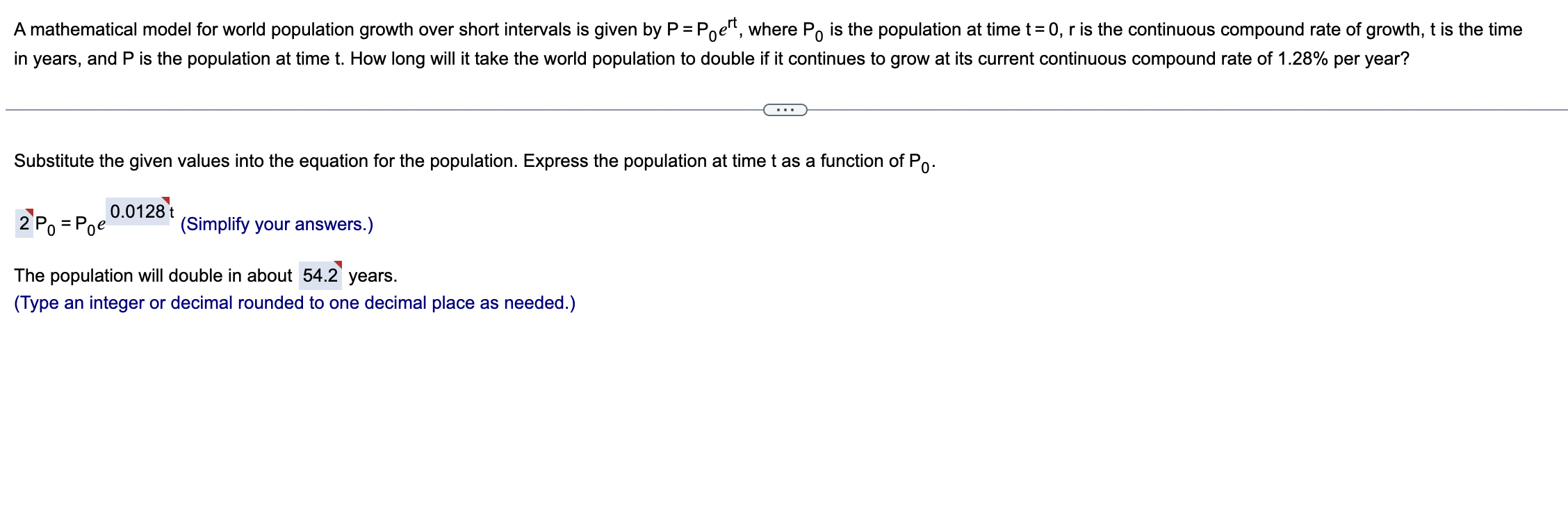 Solved A mathematical model for world population growth over | Chegg.com