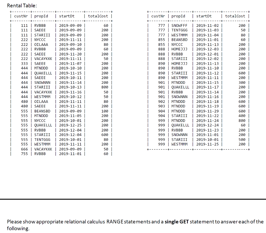 Customer(custNr, name, baseLoc, birth Dt, gender) | Chegg.com