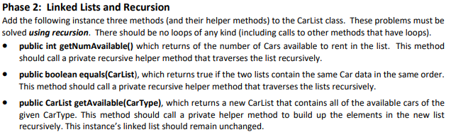 Solved Provided code: //CAR CLASS public class Car { | Chegg.com