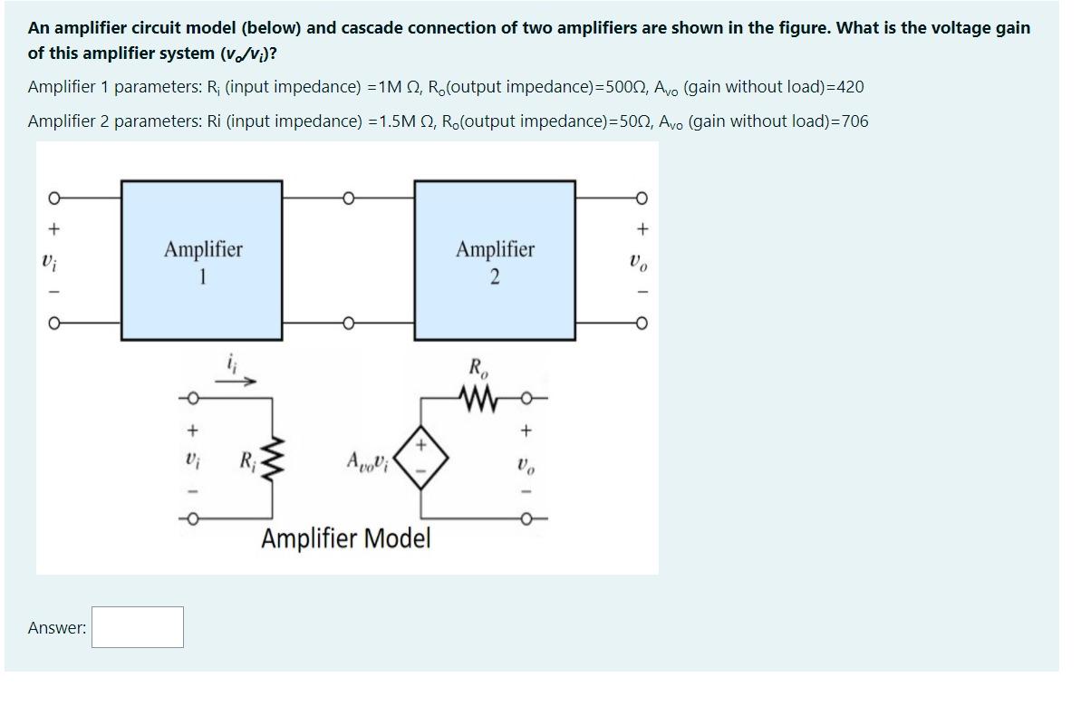 Solved An amplifier circuit model (below) and cascade | Chegg.com