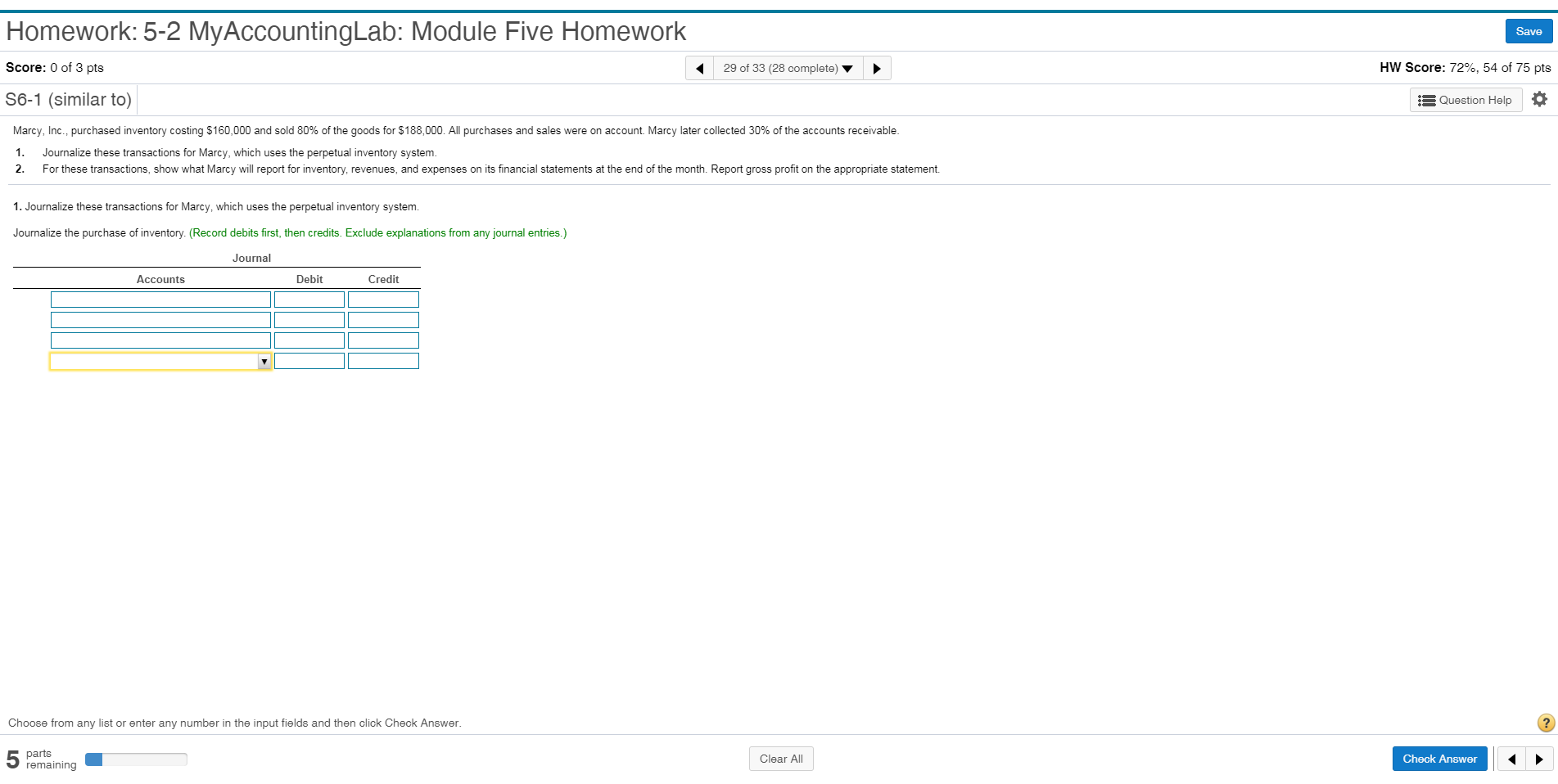 Solved Homework: 5-2 MyAccountingLab: Module Five Homework | Chegg.com