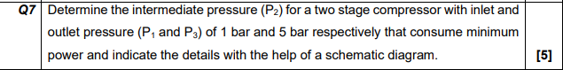 Solved Q7 Determine the intermediate pressure (P2) for a two | Chegg.com