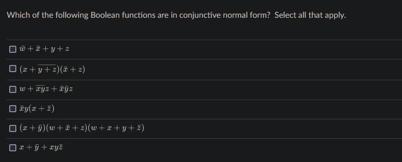 Solved Which of the following Boolean functions are in | Chegg.com