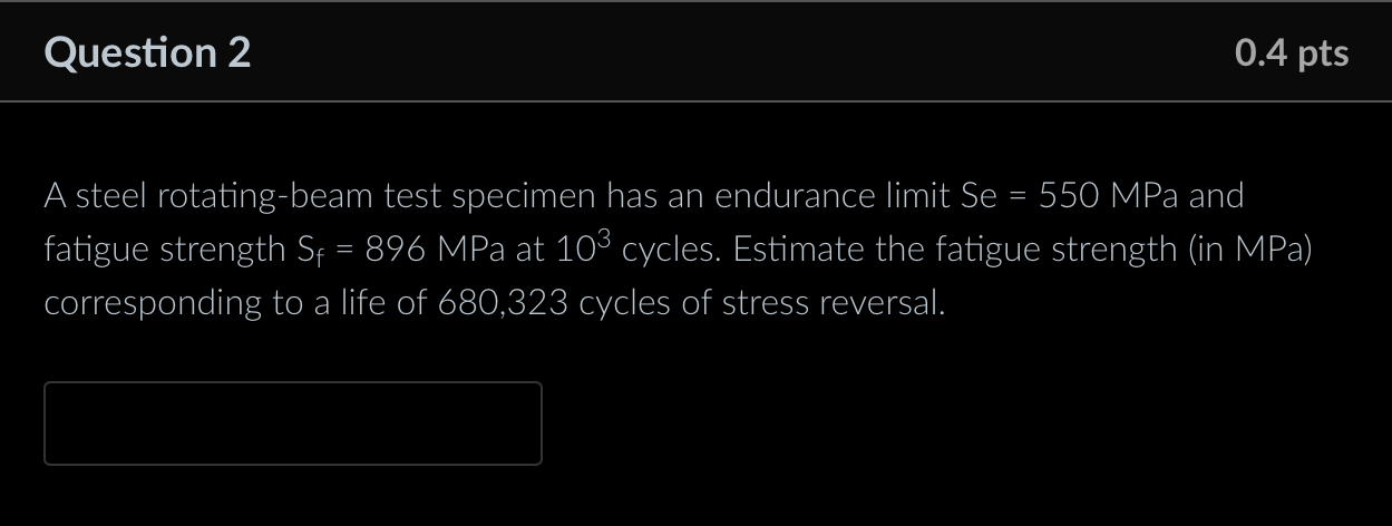 Solved A steel rotating-beam test specimen has an endurance | Chegg.com