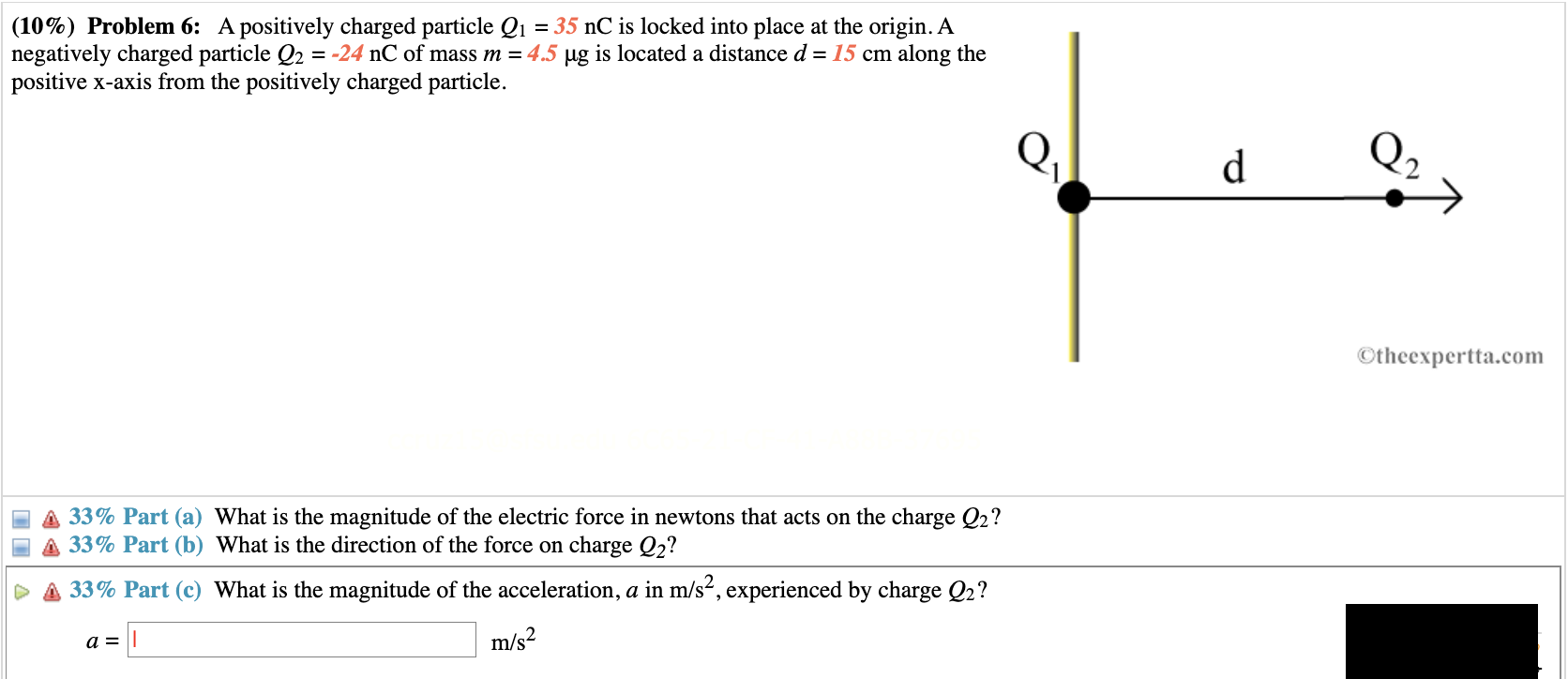 Solved (10\%) Problem 6: A positively charged particle | Chegg.com