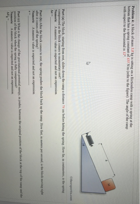 Solved Problem 4: A block of mass 5.8 kg is sitting bottom | Chegg.com