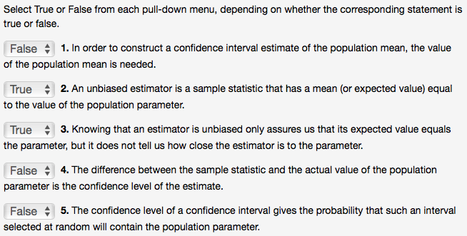 Solved Select True or False from each pull-down menu, | Chegg.com
