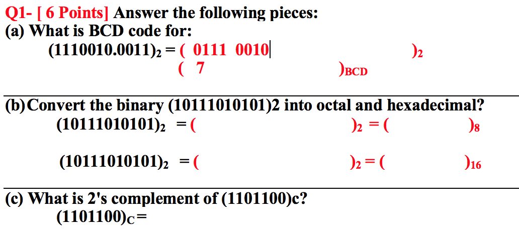Solved Q1- [6 Points] Answer the following pieces: (a) What | Chegg.com