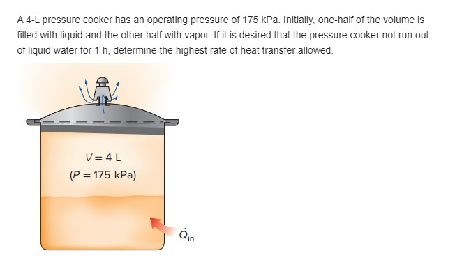 Solved A 4-L pressure cooker has an operating pressure of | Chegg.com
