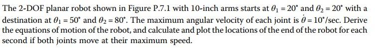 Solved The 2-DOF planar robot shown in Figure P.7.1 with 10 | Chegg.com