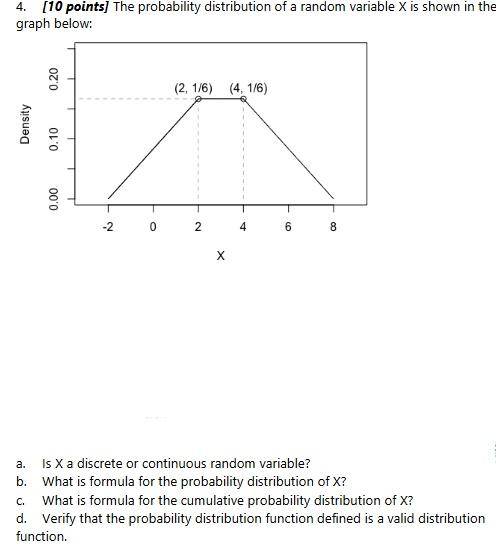 Solved a. Is X a discrete or continuous random variable? | Chegg.com