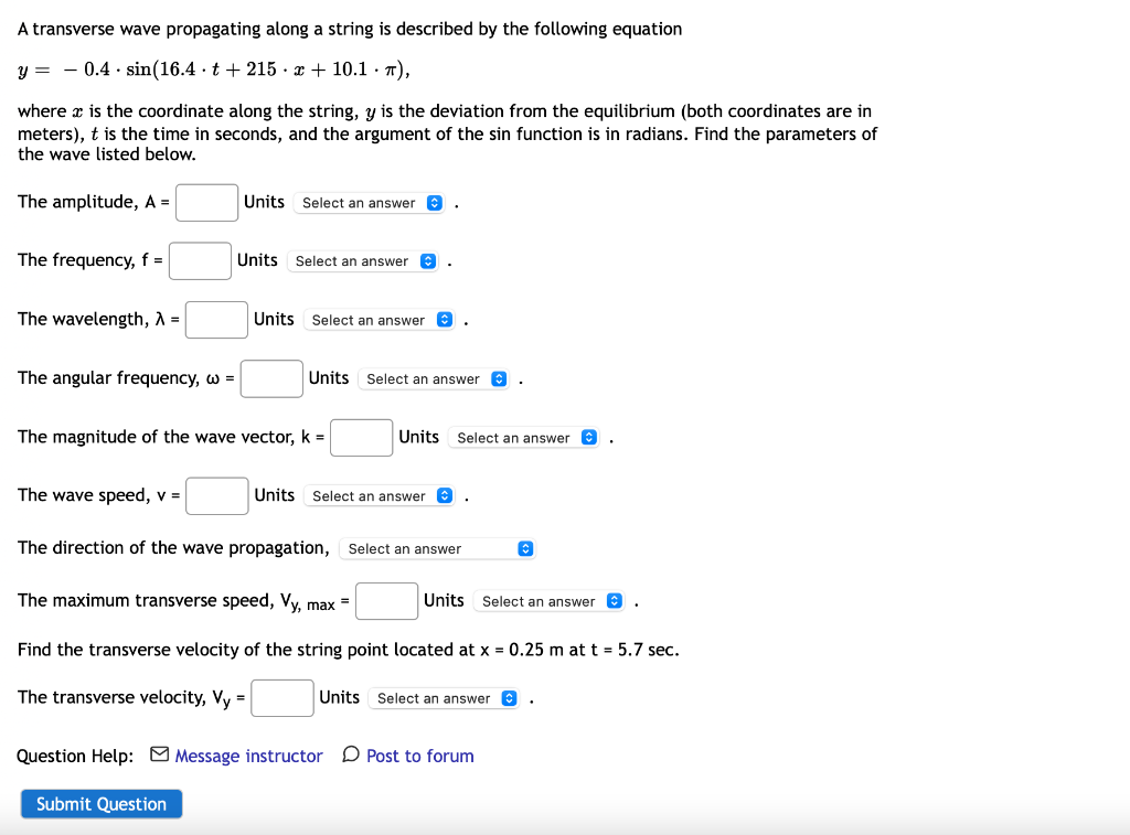 Solved A transverse wave propagating along a string is | Chegg.com