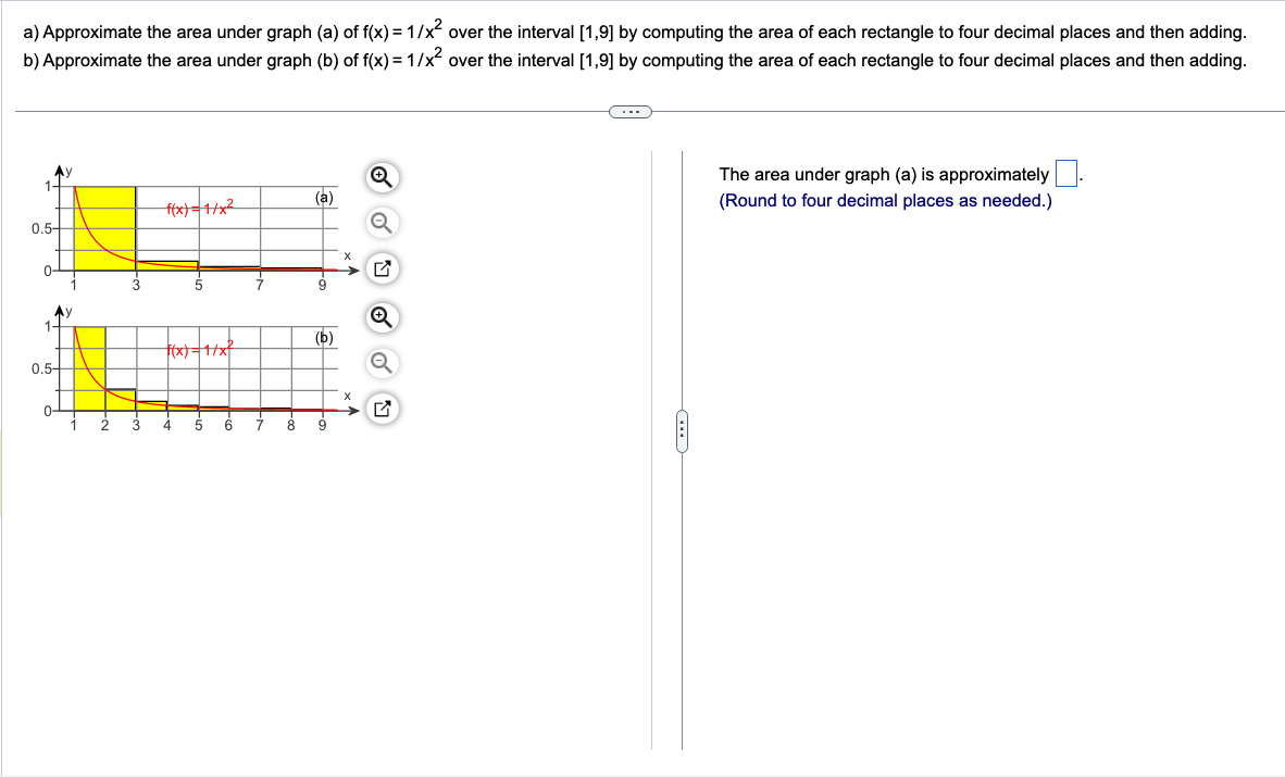 Solved a) Approximate the area under graph (a) of f(x)=1/x2 | Chegg.com