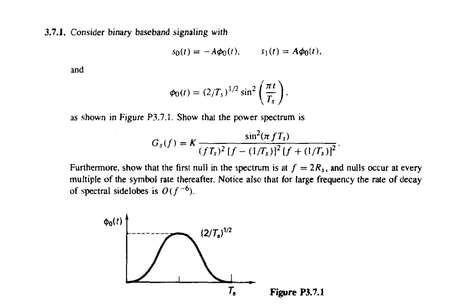 Solved 3.7.1. Consider binary baseband signaling with | Chegg.com