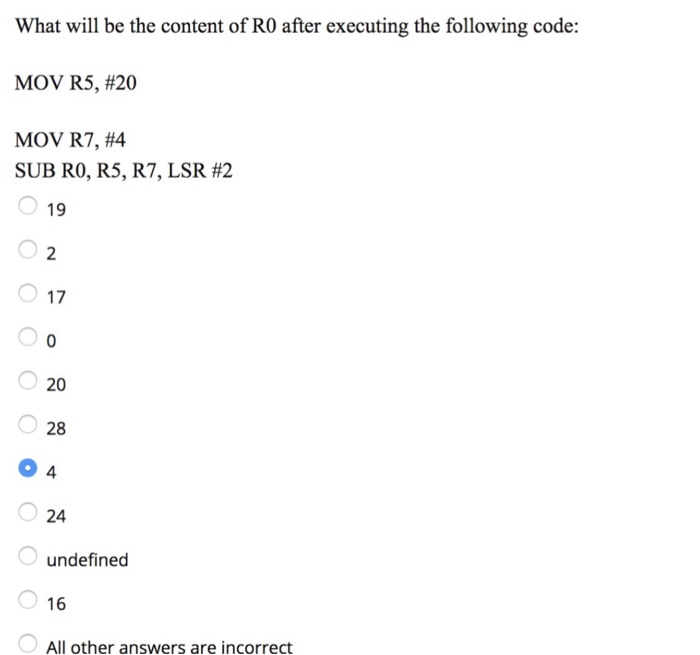 Solved What will be the content of RO after executing the | Chegg.com