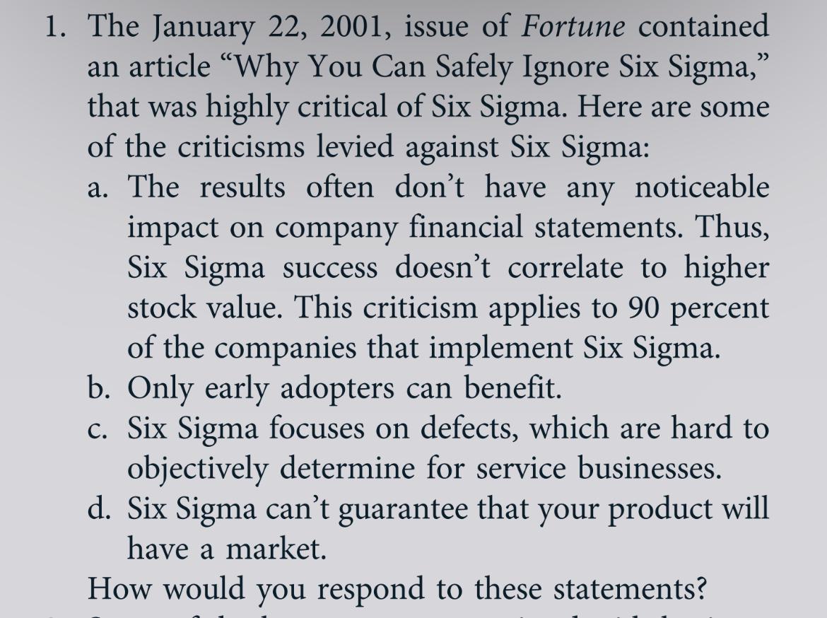 1. The January 22, 2001, issue of Fortune contained | Chegg.com