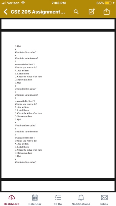 Solved Verizon 7:02 PM 65% iiii--+ 〈CSE 205 Assignment a | Chegg.com