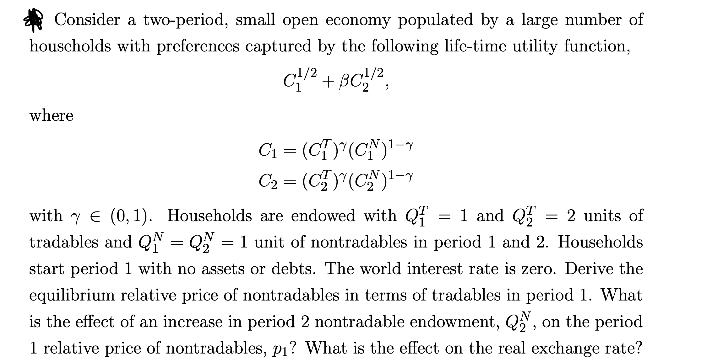 Solved Consider a two-period, small open economy populated | Chegg.com