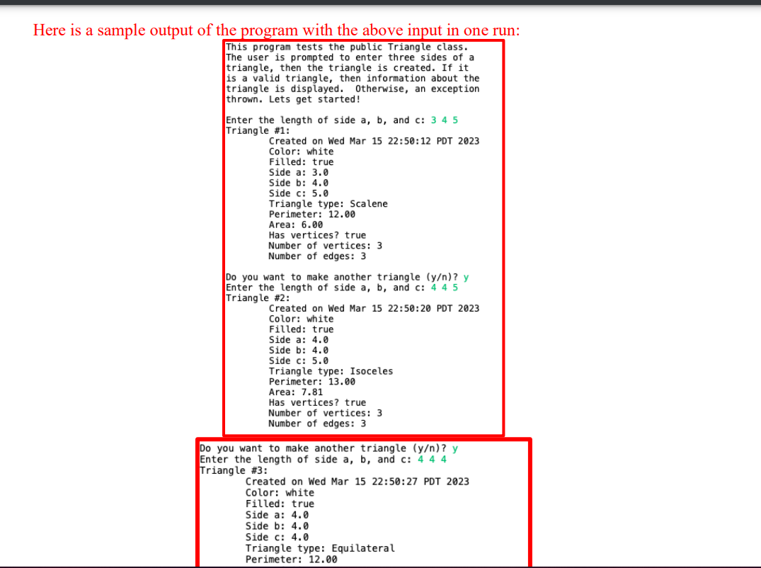 Solved 1. You will modify the Triangle class that you | Chegg.com