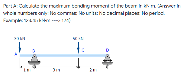 [Solved]: Part A: Calculate the maximum bending moment of
