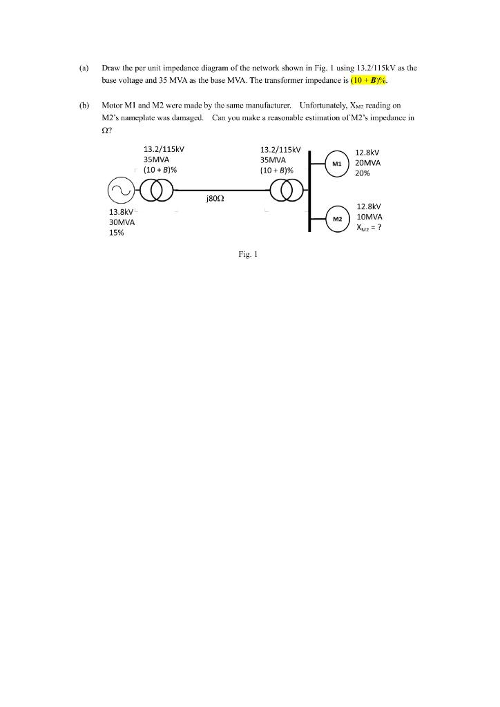 Solved (a) Draw the per unit impedance diagram of the | Chegg.com