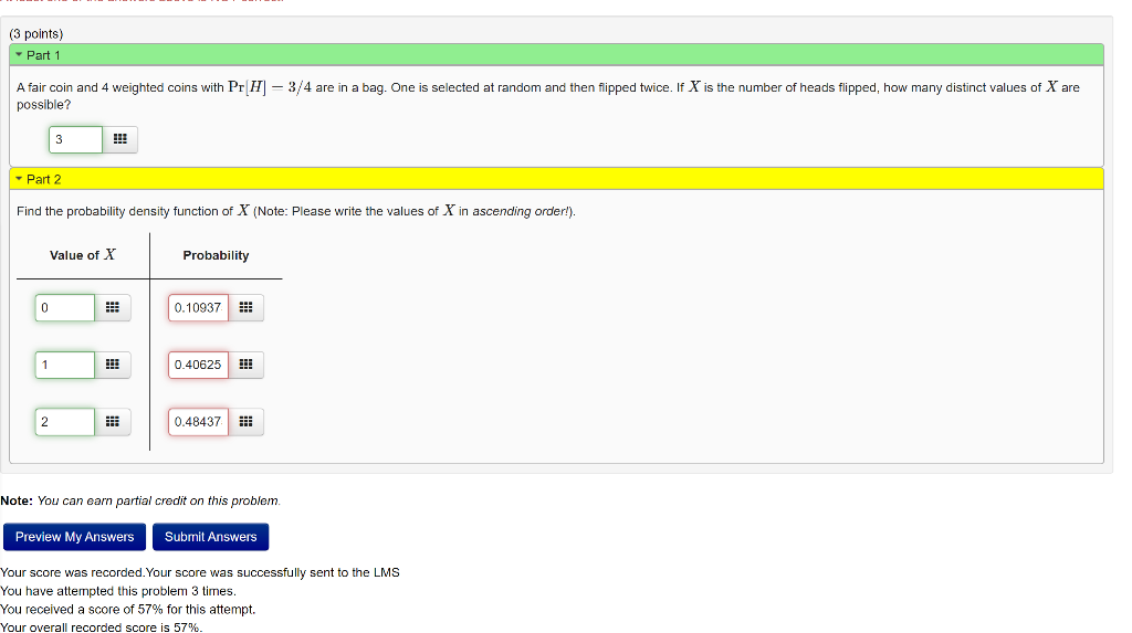 Solved (3 points) - Part 1 A fair coin and 4 weighted coins | Chegg.com