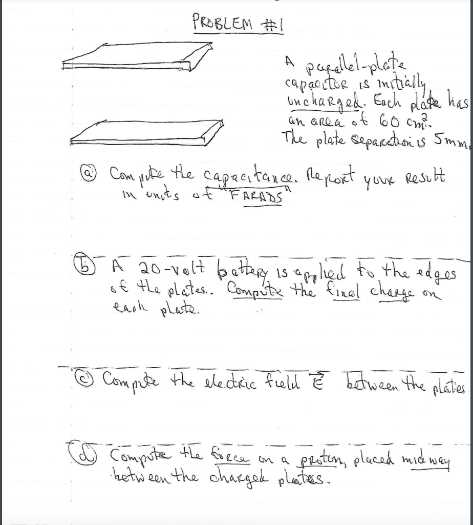 Solved PROBLEM #1 A parallel-plate capacitor is initially | Chegg.com