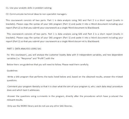 Solved C1. Use your analytic skills in problem solving: C2. | Chegg.com