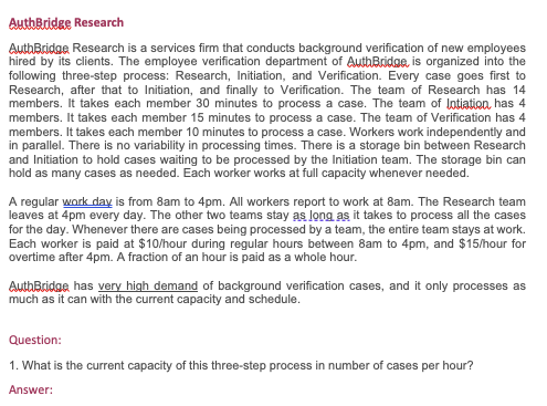 Solved AuthBridge Research AuthBridge Research is a services | Chegg.com