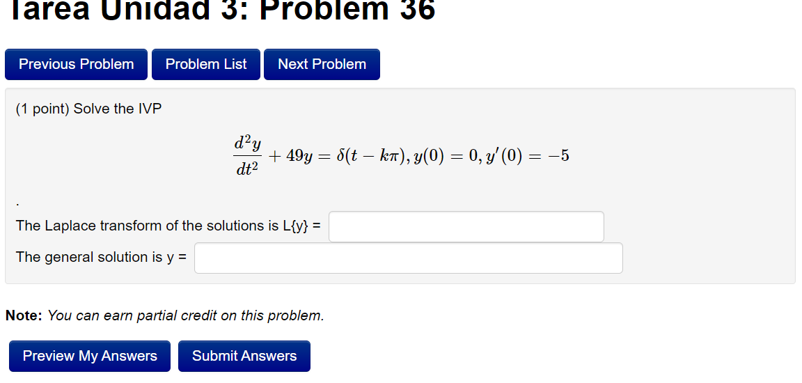 Solved Tarea Unidad 3: Problem 36 Previous Problem Problem | Chegg.com