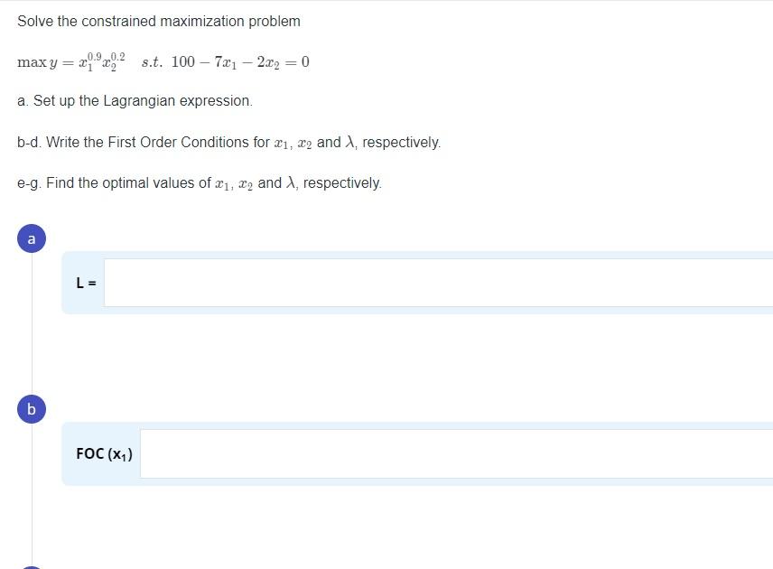 Solved Solve the constrained maximization problem | Chegg.com | Chegg.com