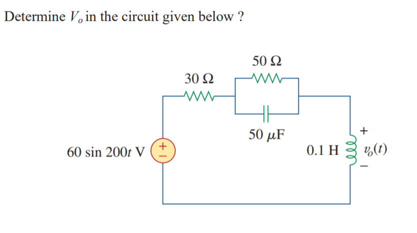 Solved Determine V, in the circuit given below ? 50 22 M 30 | Chegg.com