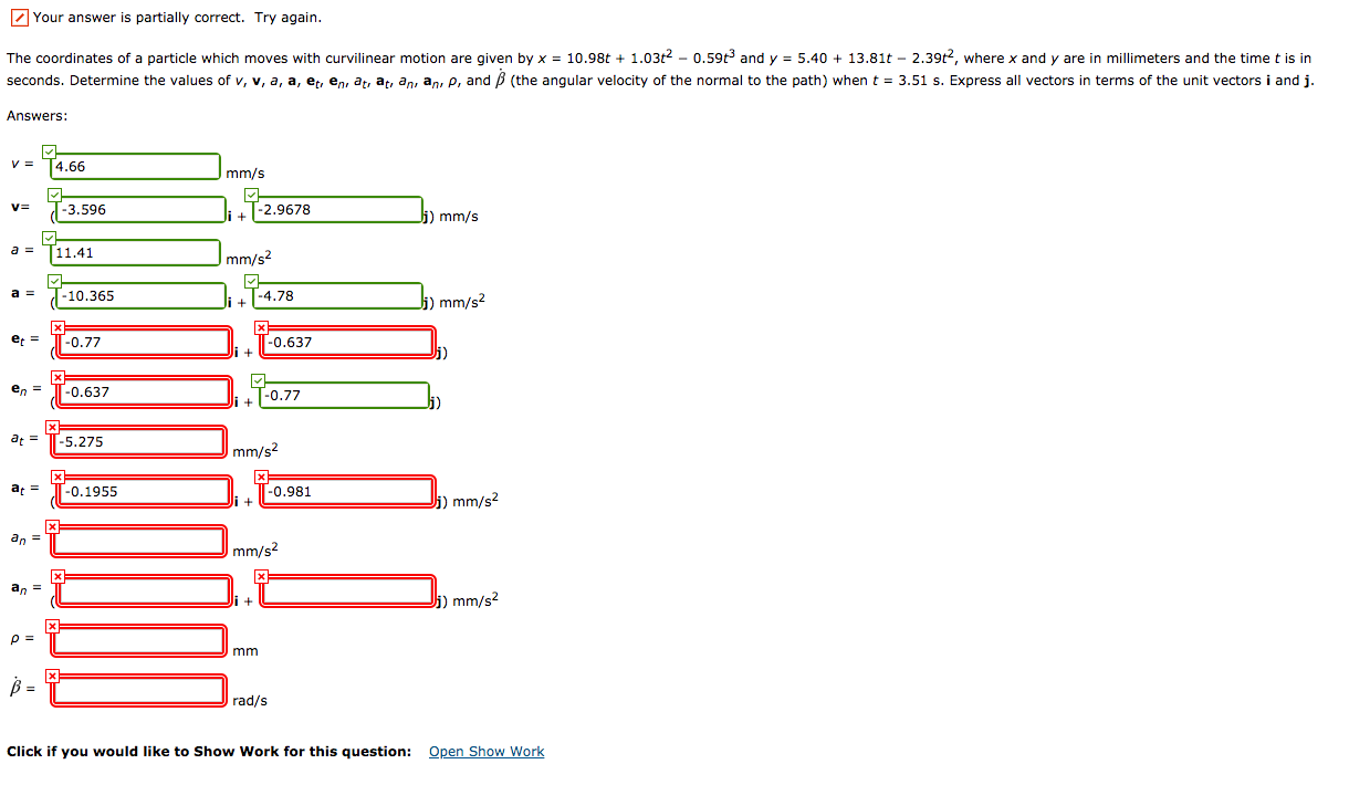 Solved Your answer is partially correct. Try again. The | Chegg.com