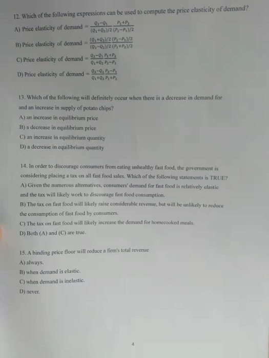 Solved 8. Which of the following will cause an increase in | Chegg.com