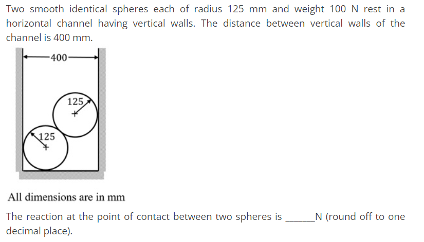 Solved Two smooth identical spheres each of radius 125mm | Chegg.com