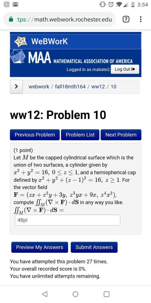 Solved 3:54 a tps://math.webwork.rochester.edu : WeBWork MAA | Chegg.com