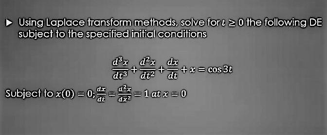 Solved Using Laplace transform methods, solve for t>= 0 | Chegg.com