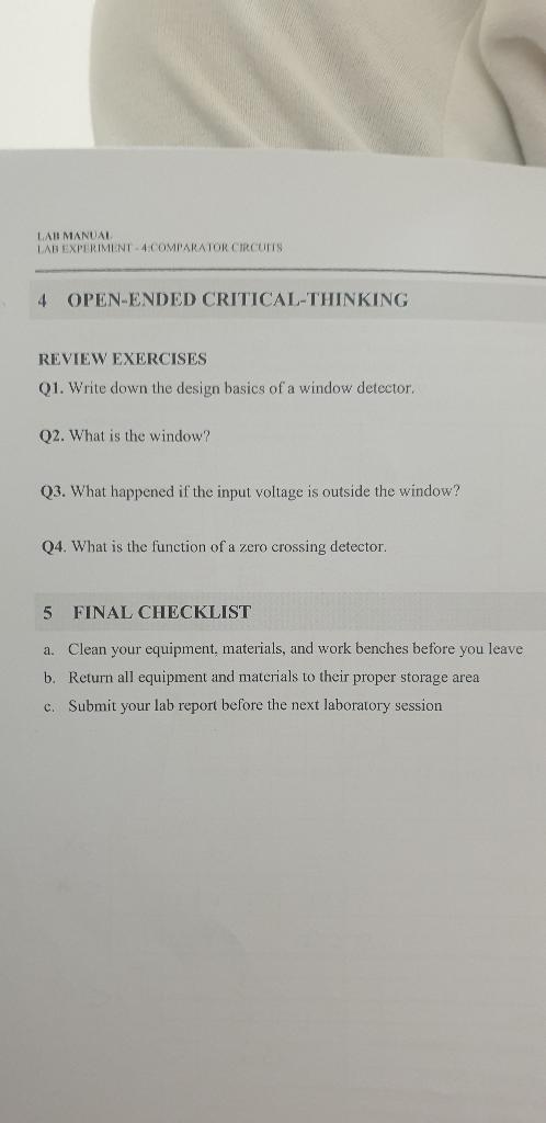 Solved 4 Open Ended Critical Thinking Review Exercises Q1 