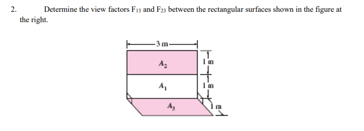 Solved 2. Determine the view factors F13 and F23 between the | Chegg.com