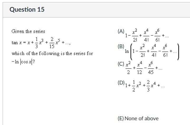 Solved Which of the following Taylor series for f(x) (A) | Chegg.com