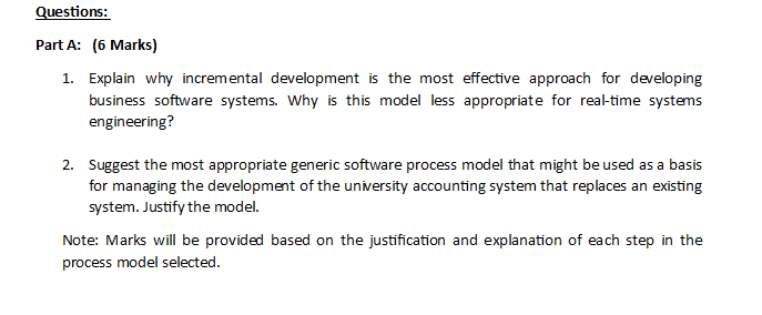 Solved Questions: Part A: (6 Marks) 1. Explain why | Chegg.com