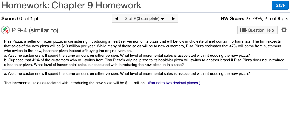 Solved Save Homework Chapter 9 Homework Score 0 5 Of 1 Pt