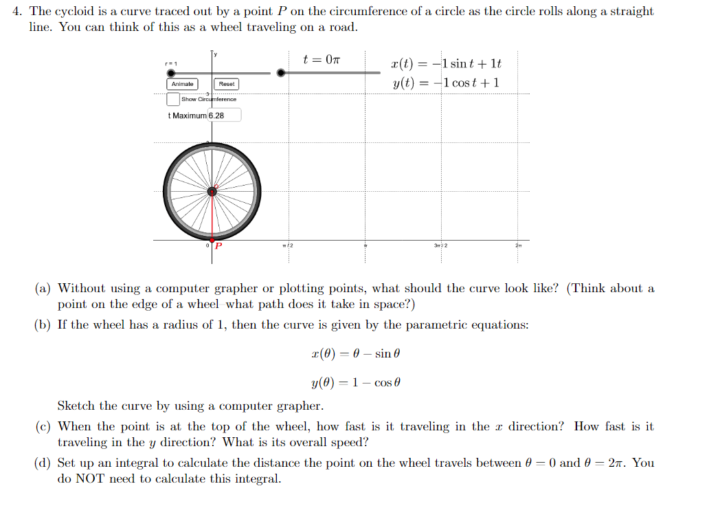 The cycloid is a curve traced out by a point P on the | Chegg.com
