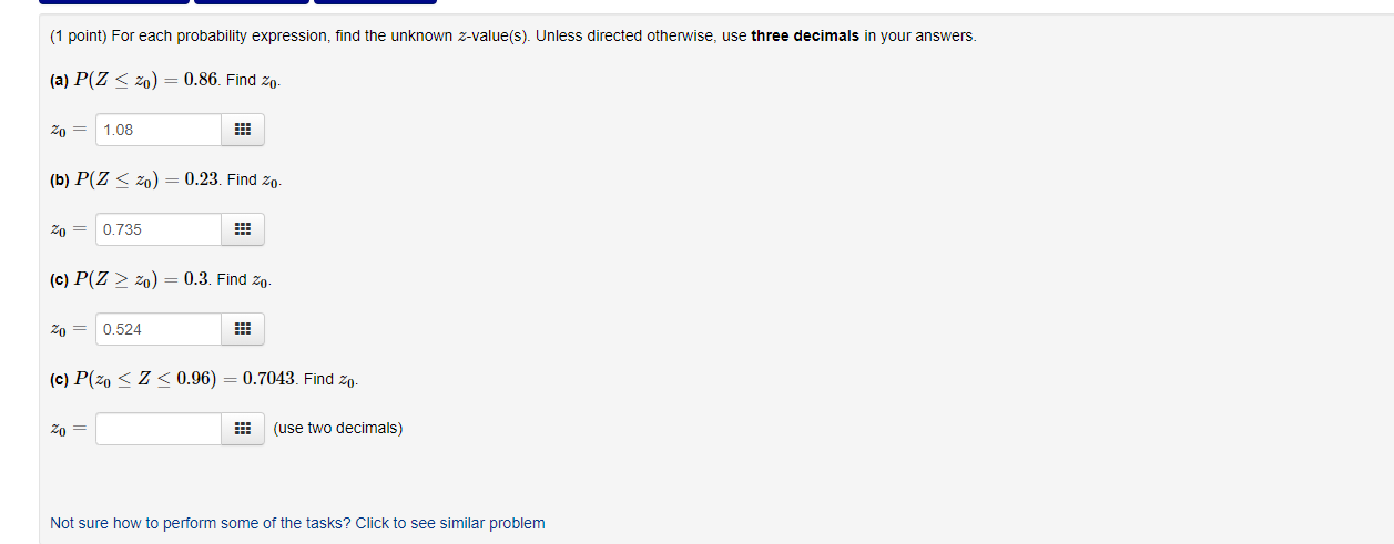Solved (1 point) For each probability expression, find the | Chegg.com