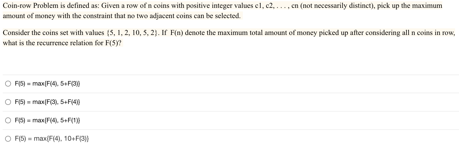Solved cn (not necessarily distinct), pick up the maximum | Chegg.com