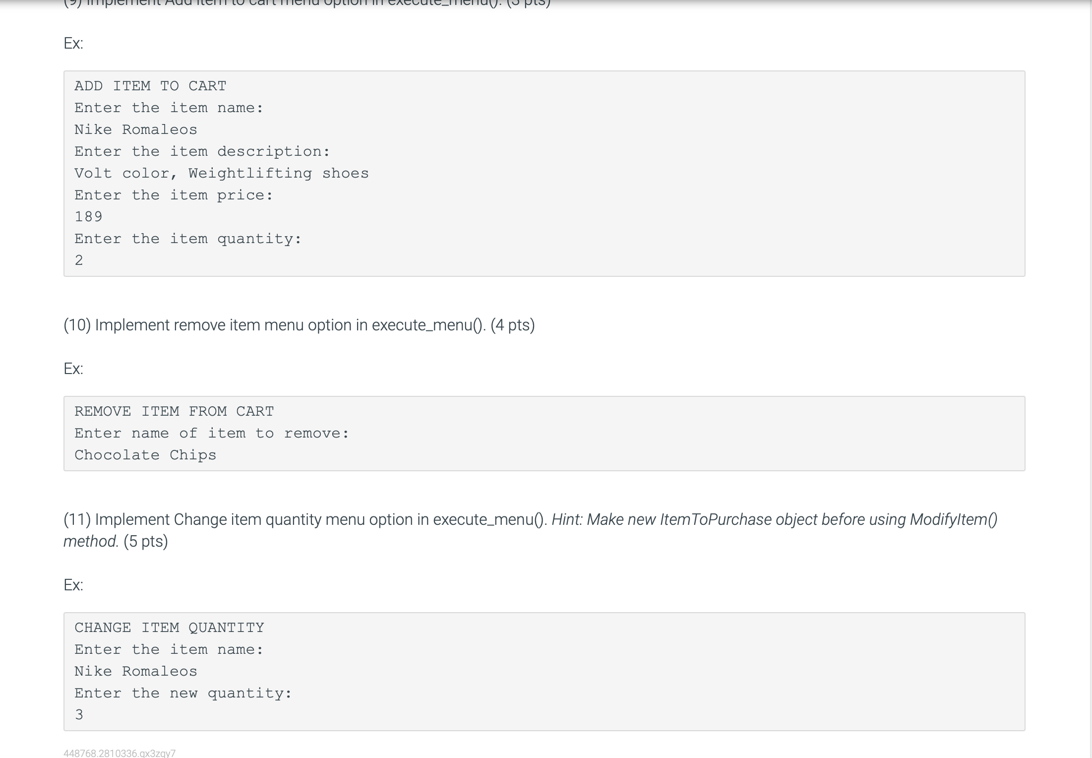 This program extends the earlier "Online shopping | Chegg.com