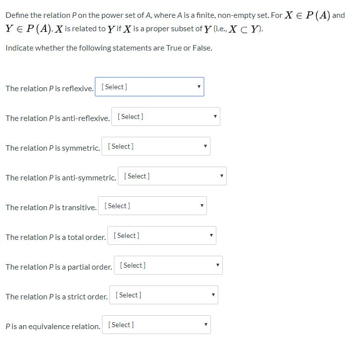 Solved Define the relation P on the power set of A, where A | Chegg.com